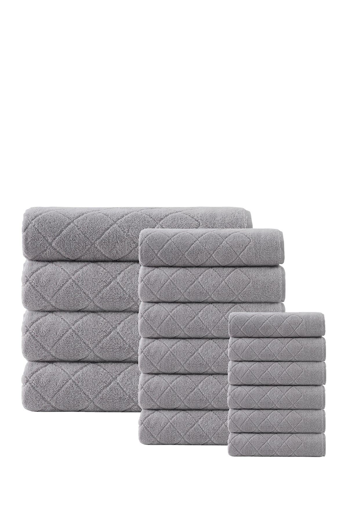 ENCHANTE HOME Gracious Turkish Cotton 16-Piece Towel Set - Silver ...