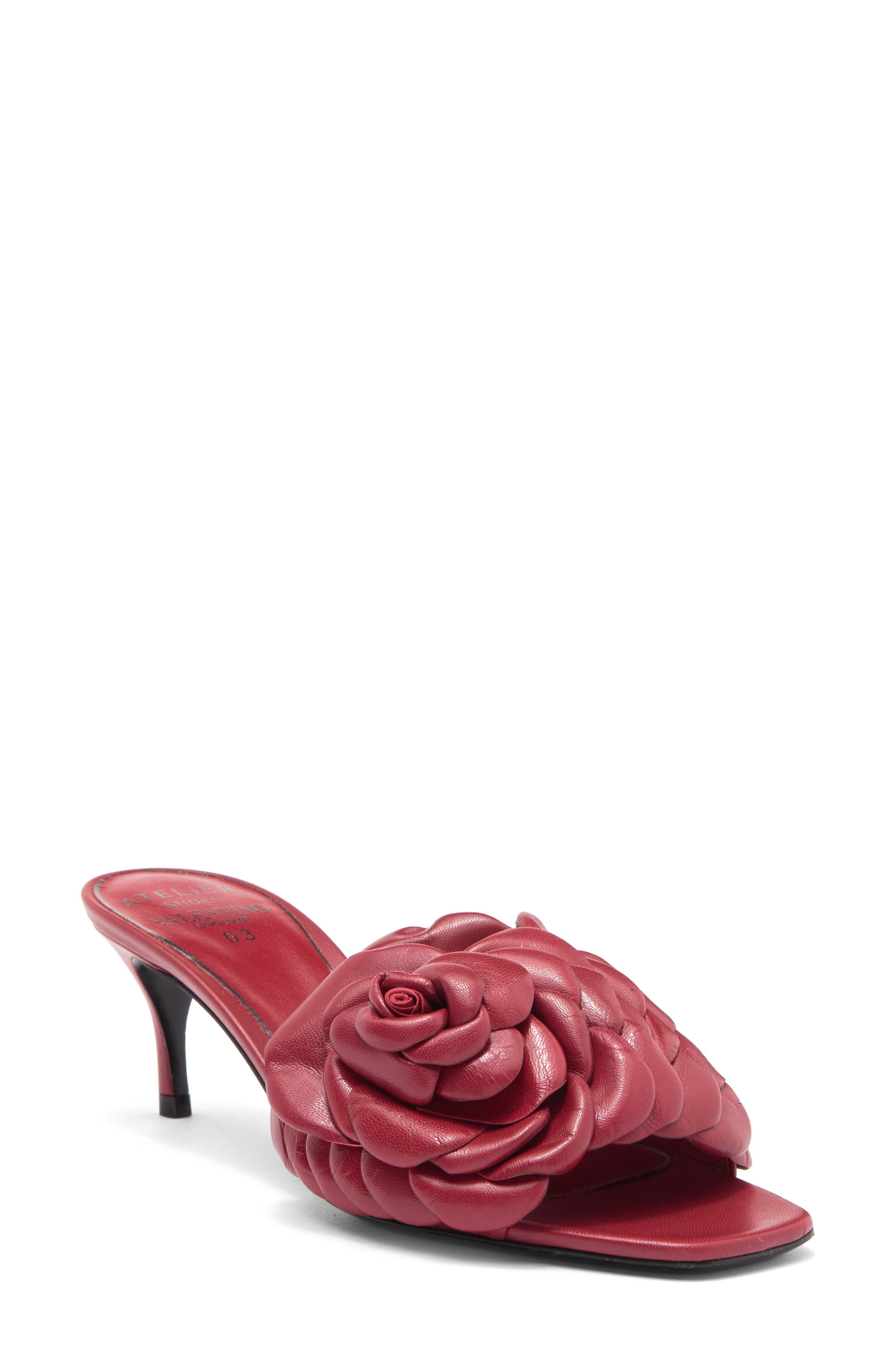 Valentino Garavani Leather Rosette Mule Sandal (Women) | Nordstromrack