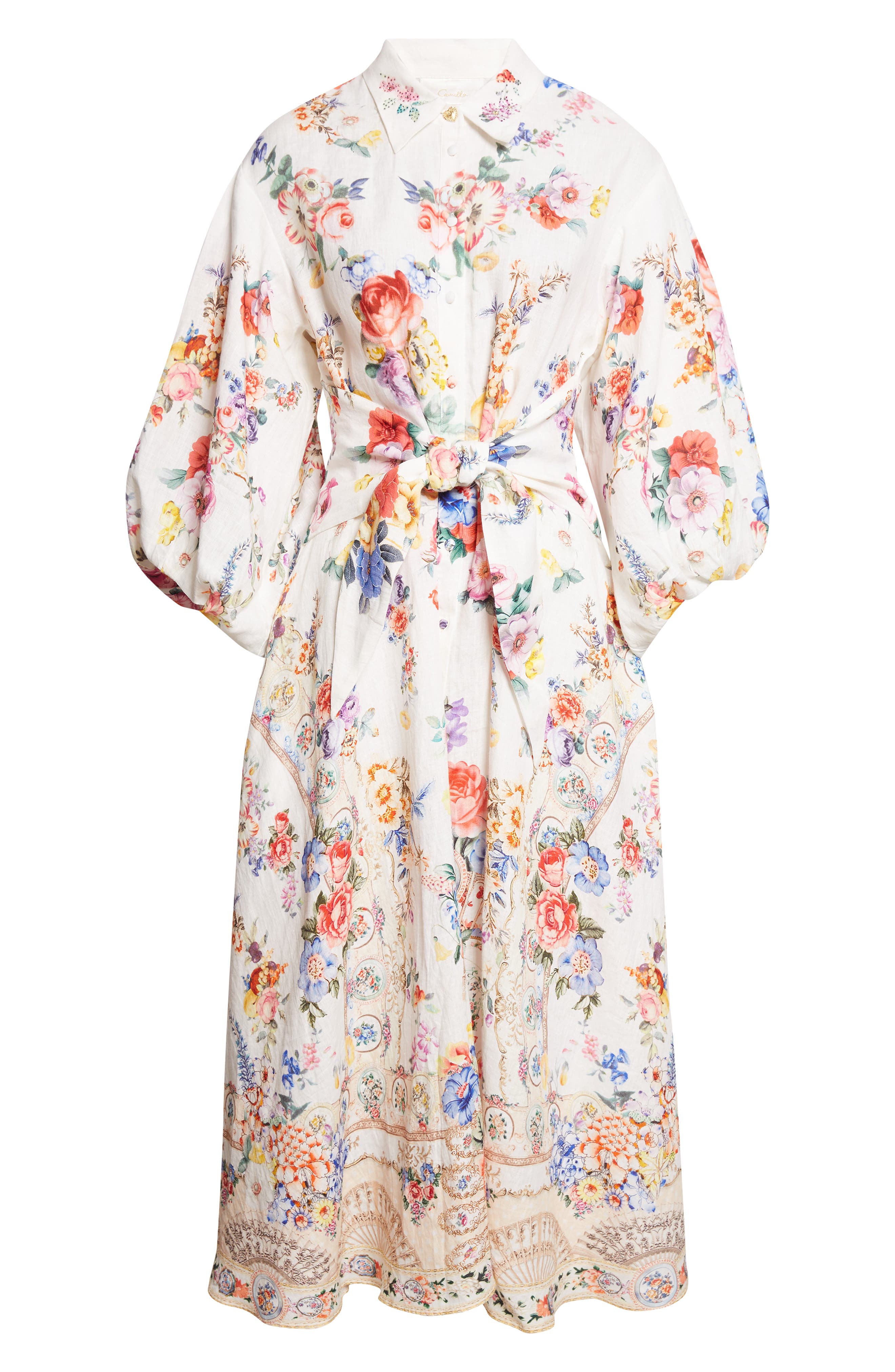 Camilla I Left My Heart in Granada Print Tie Waist Linen Shirtdress ...