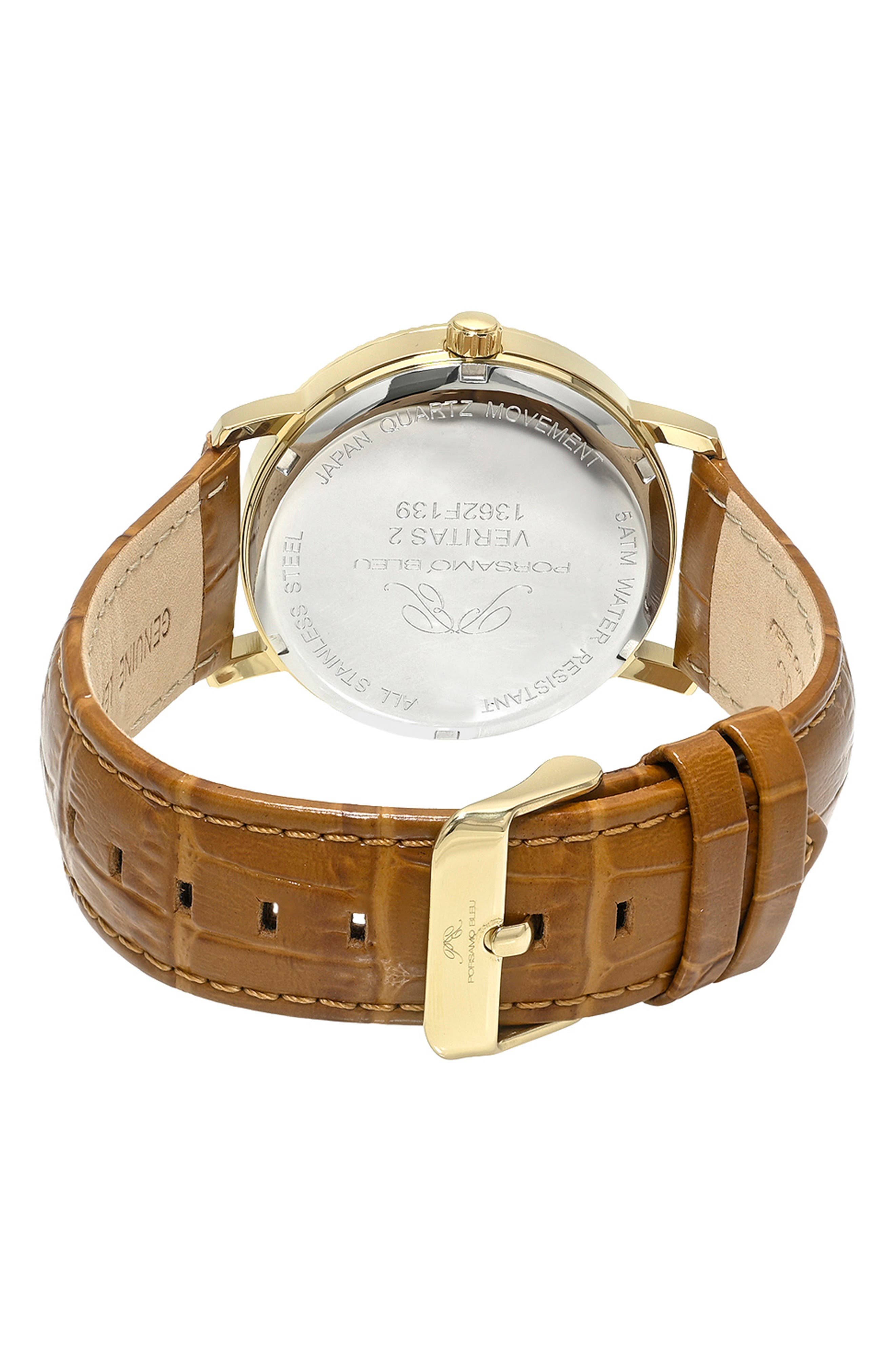 PORSAMO BLEU Veritas 2 Croc Embossed Leather Strap Watch, 40mm ...