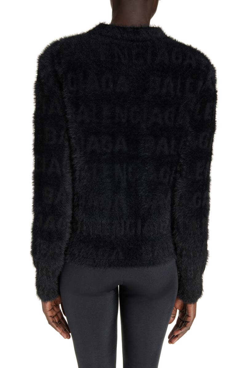 Balenciaga Fitted Furry Logo Jacquard Wool Blend Sweater | Nordstromrack