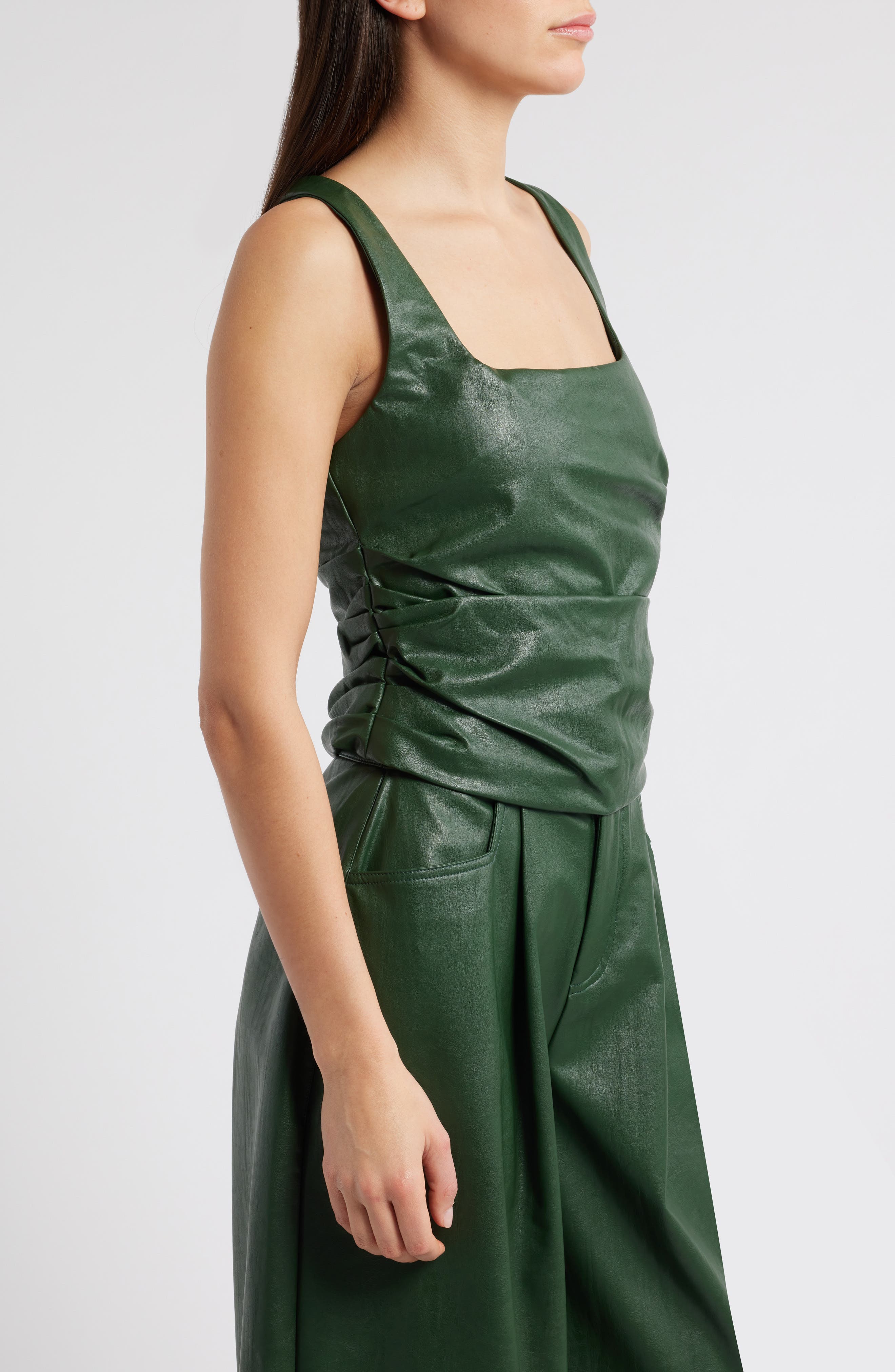 Mistress Rocks Gathered Faux Leather Tank | Nordstrom