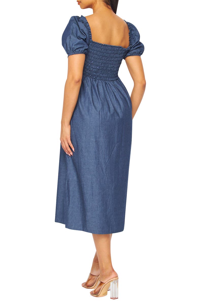 Velvet Torch Puff Sleeve Smocked Midi Dress | Nordstromrack