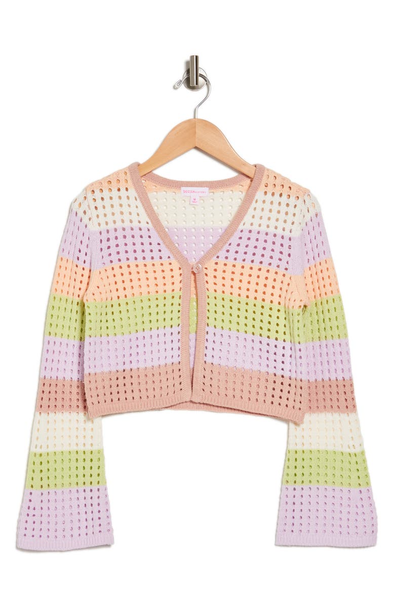 Design History Kids' Colorblock Open Stitch Crop Cardigan | Nordstromrack