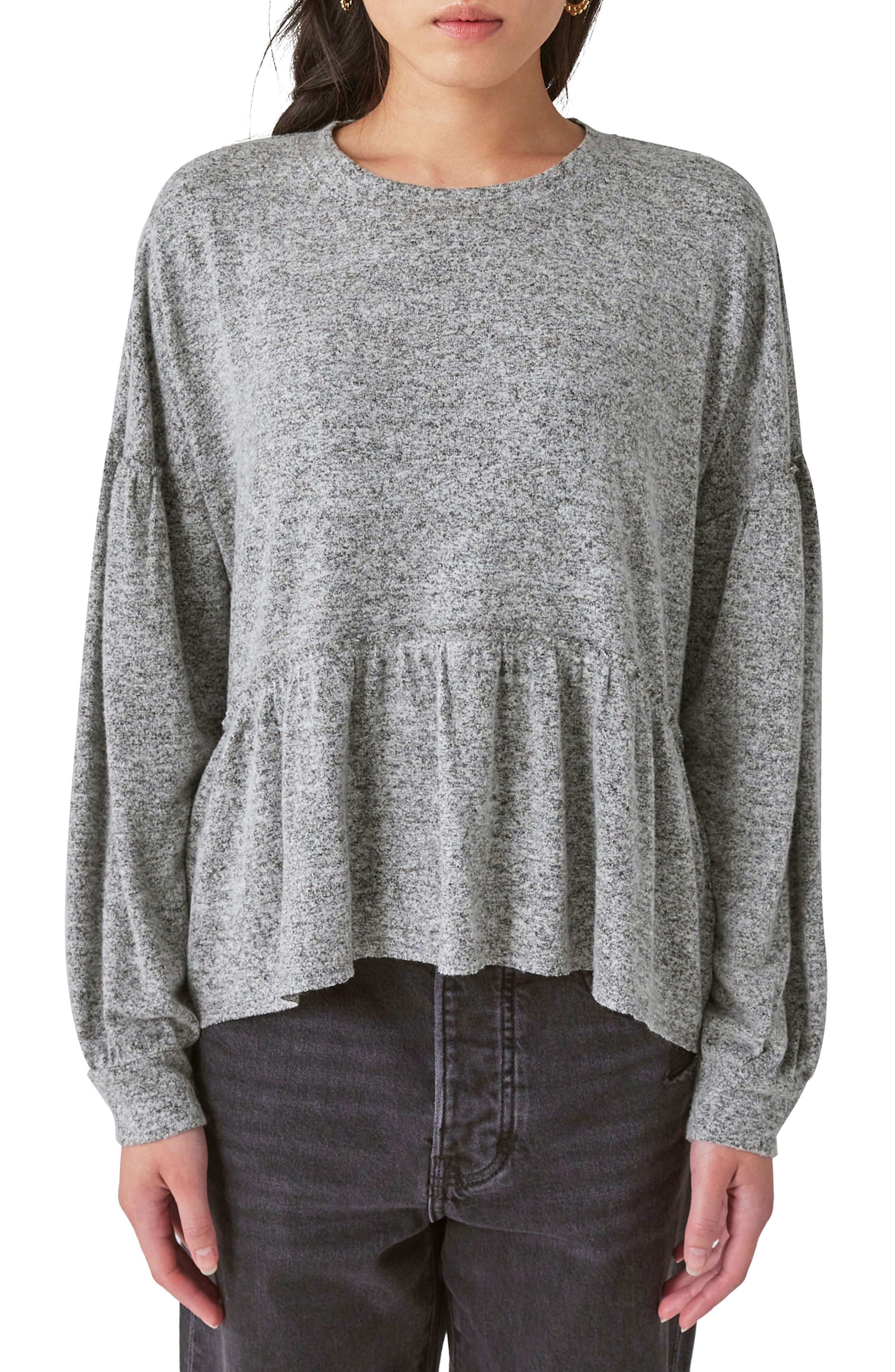Lucky Brand Cloud Long Sleeve Peplum Top | Nordstromrack