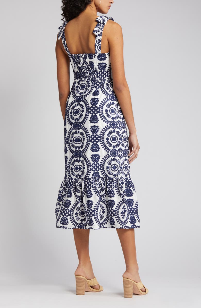 Adelyn Rae Layla Embroidered Cotton Midi Dress | Nordstromrack