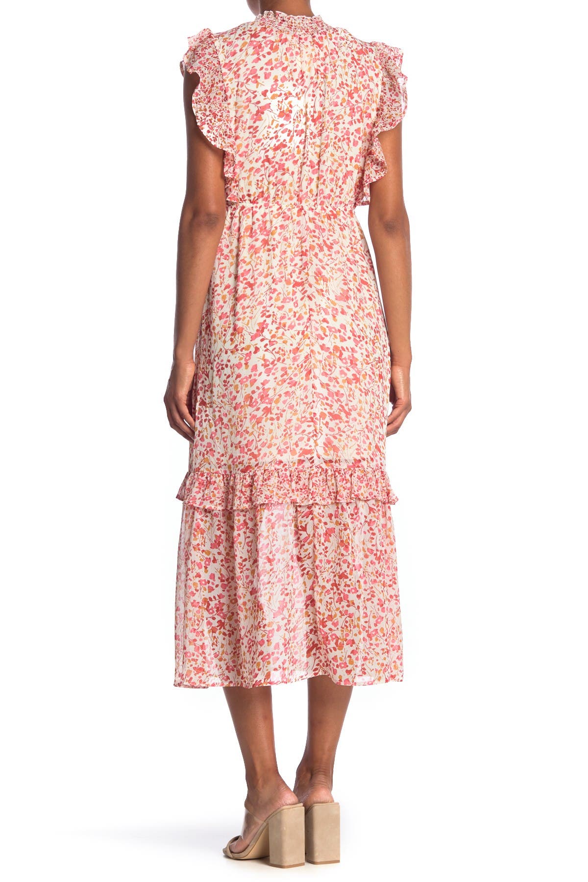 Caslon® Ruffle Trim Smocked Neck Tiered Maxi Dress | Nordstromrack