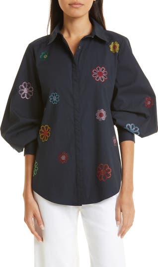 Cinq à Sept Kandice Daisy Embroidered Shirt | Nordstrom