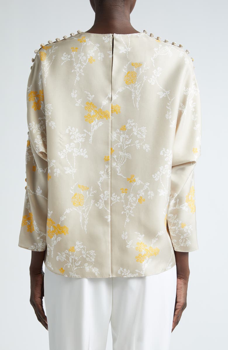 Lafayette 148 New York Floral Print Button Sleeve Silk Top | Nordstromrack