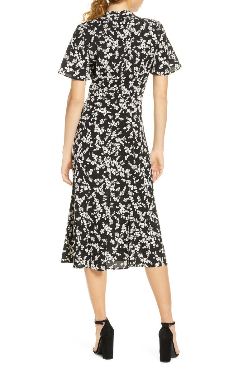French Connection Bruna Floral Twist Neck Fit & Flare Dress | Nordstromrack