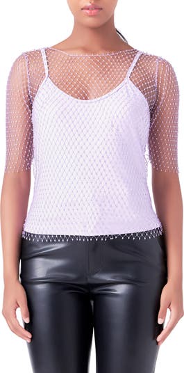 Endless Rose Embellished Mesh Top | Nordstrom