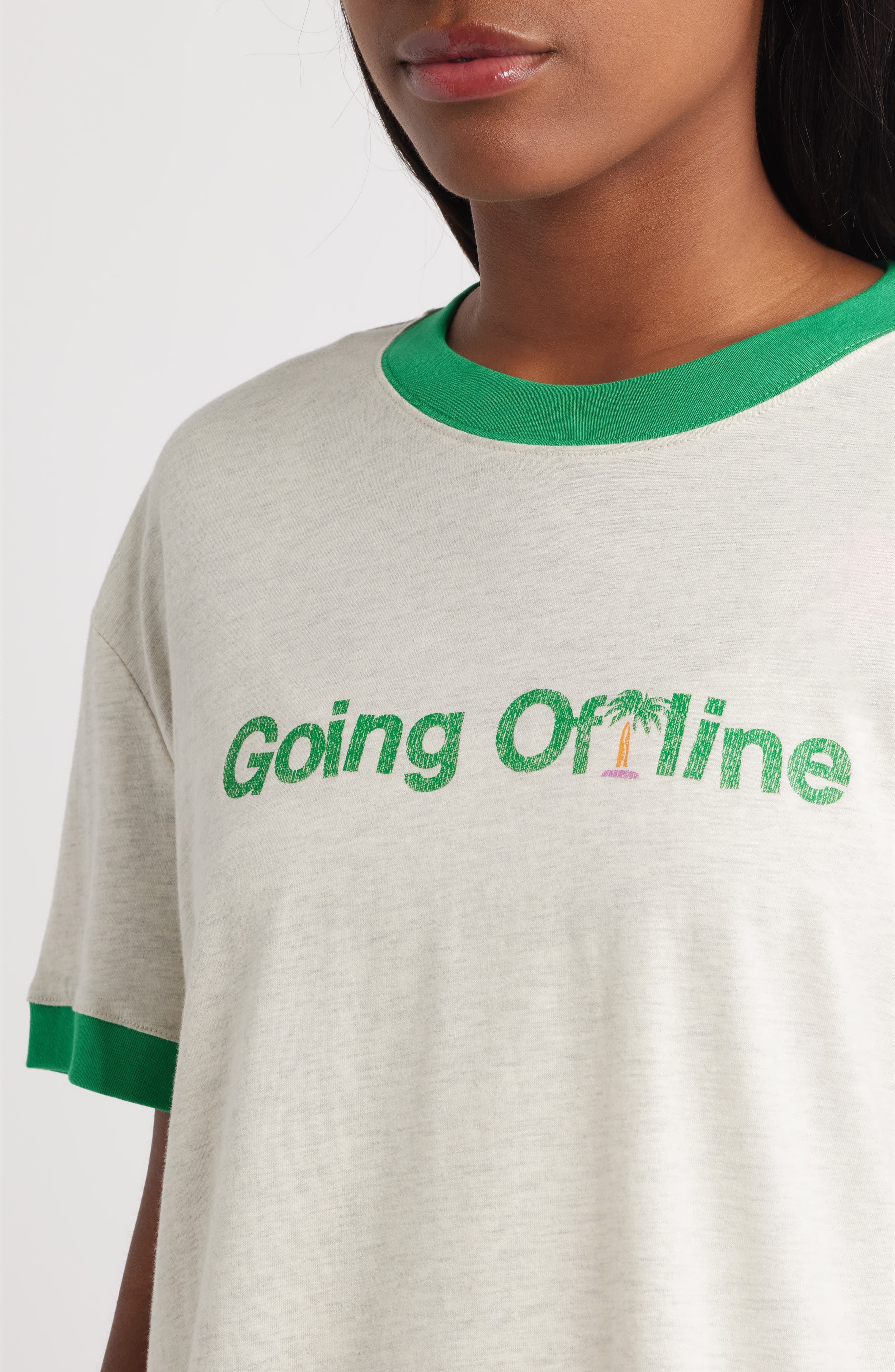 THE MAYFAIR GROUP Going Offline Oversize Graphic Ringer T-Shirt | Nordstrom