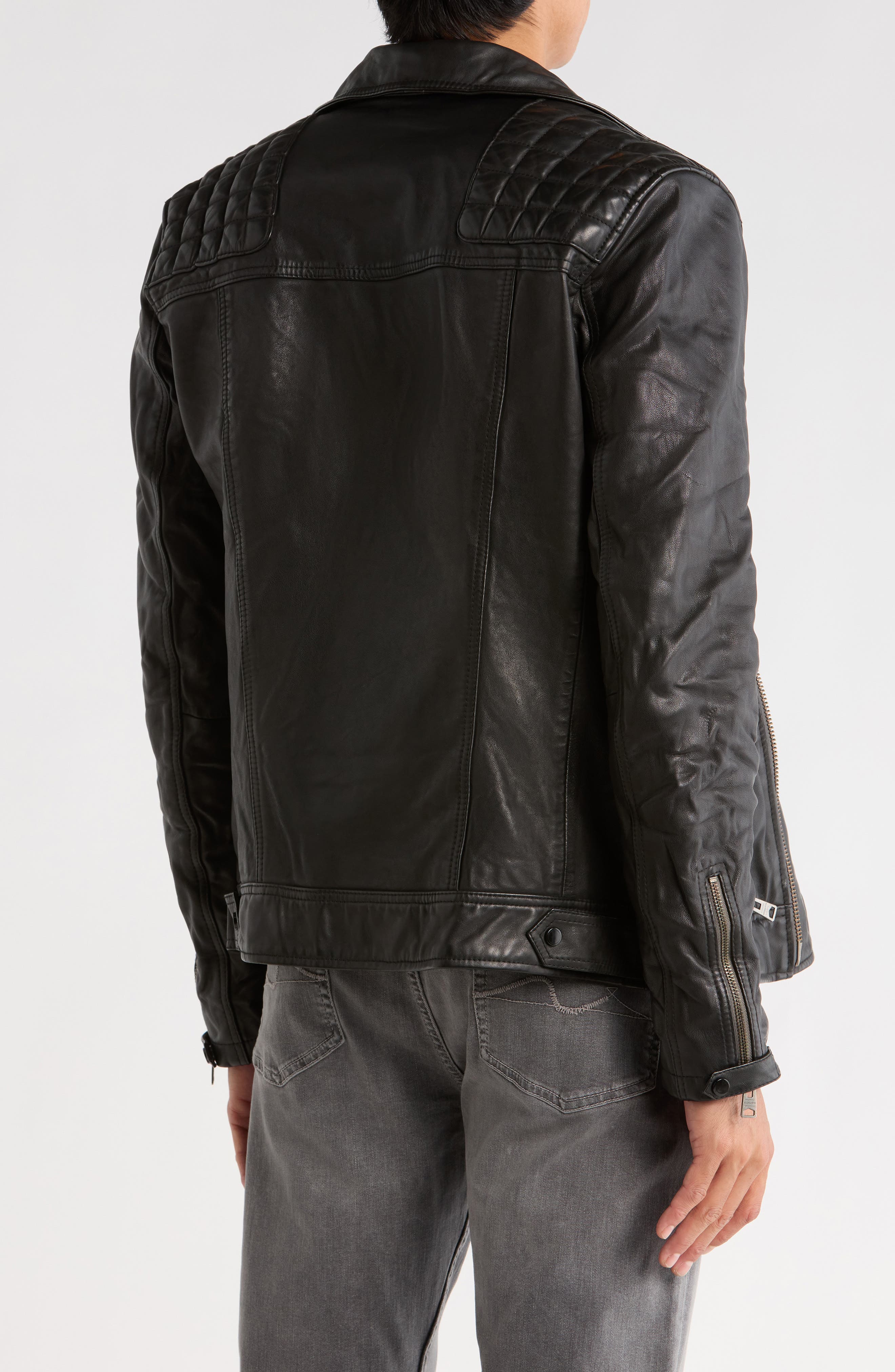 AllSaints Conroy Leather Biker Jacket | Nordstromrack