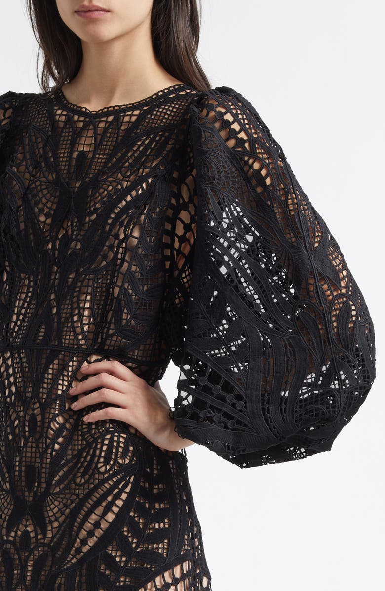 FARM Rio Black Nature Guipure Lace Midi Dress | Nordstromrack