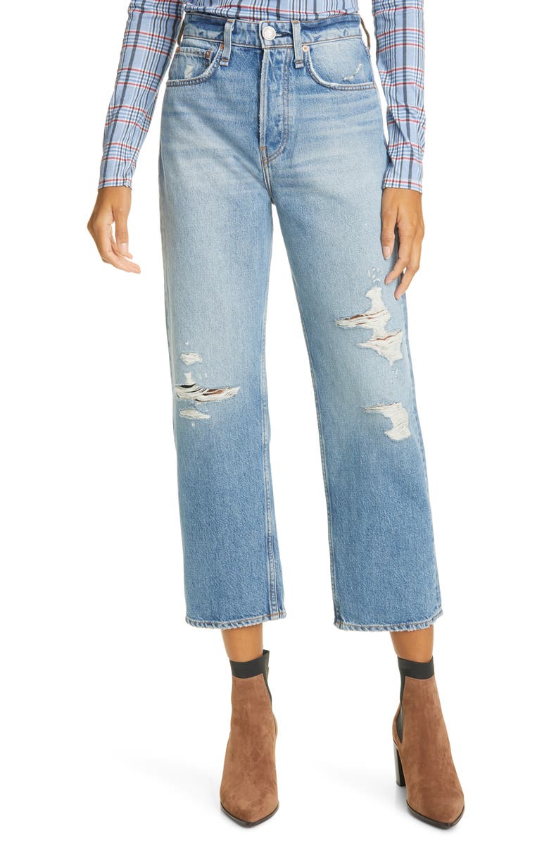 rag & bone Maya Ripped High Waist Ankle Straight Leg Jeans | Nordstromrack