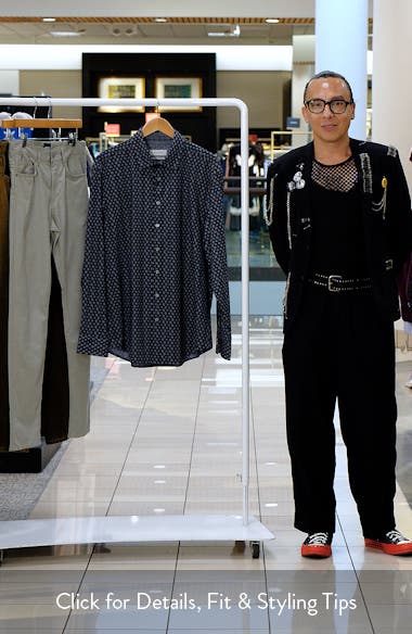 Bugatchi Jimmy OoohCotton® Floral & Chevron Print Button-Up Shirt ...