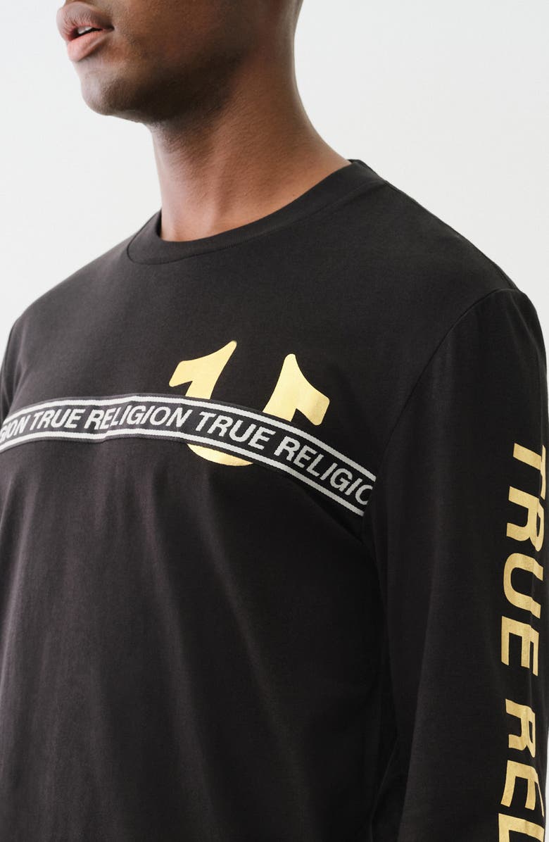 True Religion Foil Taping Long Sleeve Cotton Graphic T-Shirt ...