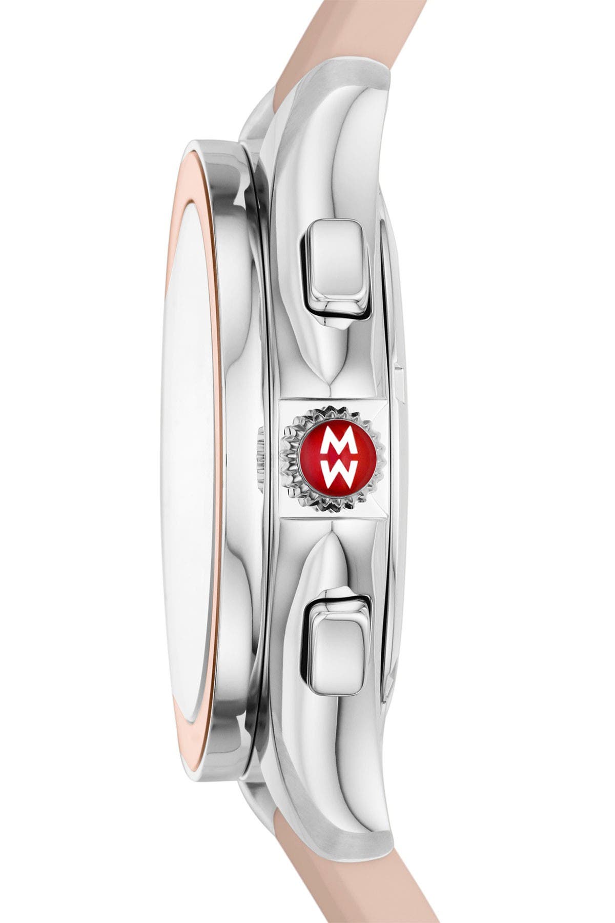 MICHELE Women's Cape Pink Topaz Two Tone Stainless Steel Silicone Strap ...