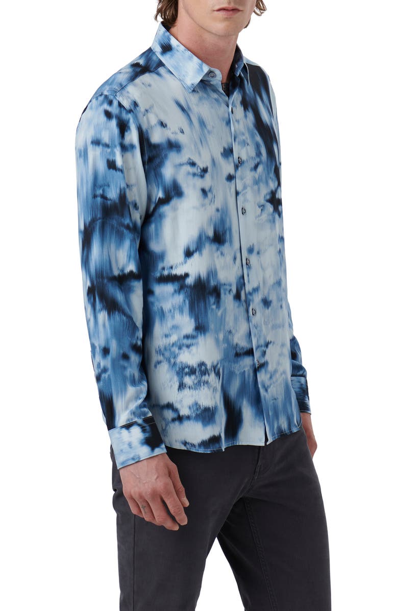 Bugatchi Julian Shaped Fit Abstract Airbrush Print Button-Up Shirt ...