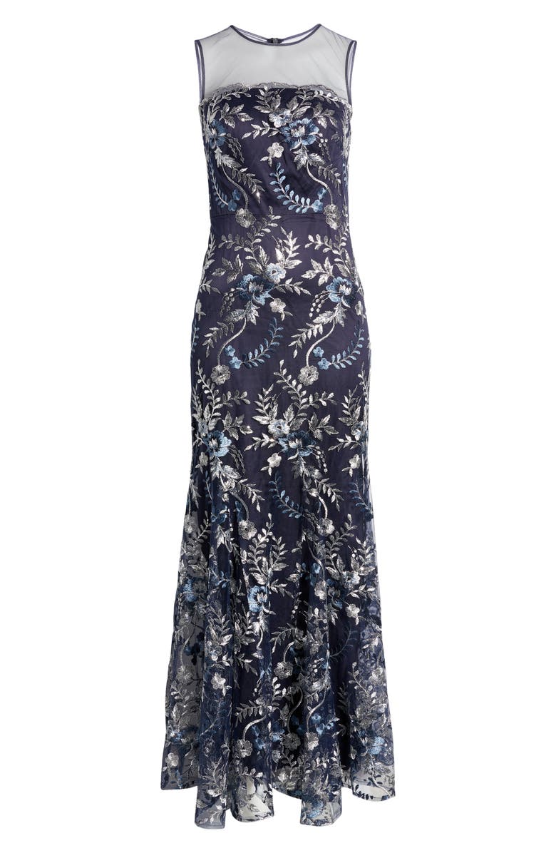 Eliza J Floral Sequin Embroidered Sheer Yoke Gown | Nordstromrack