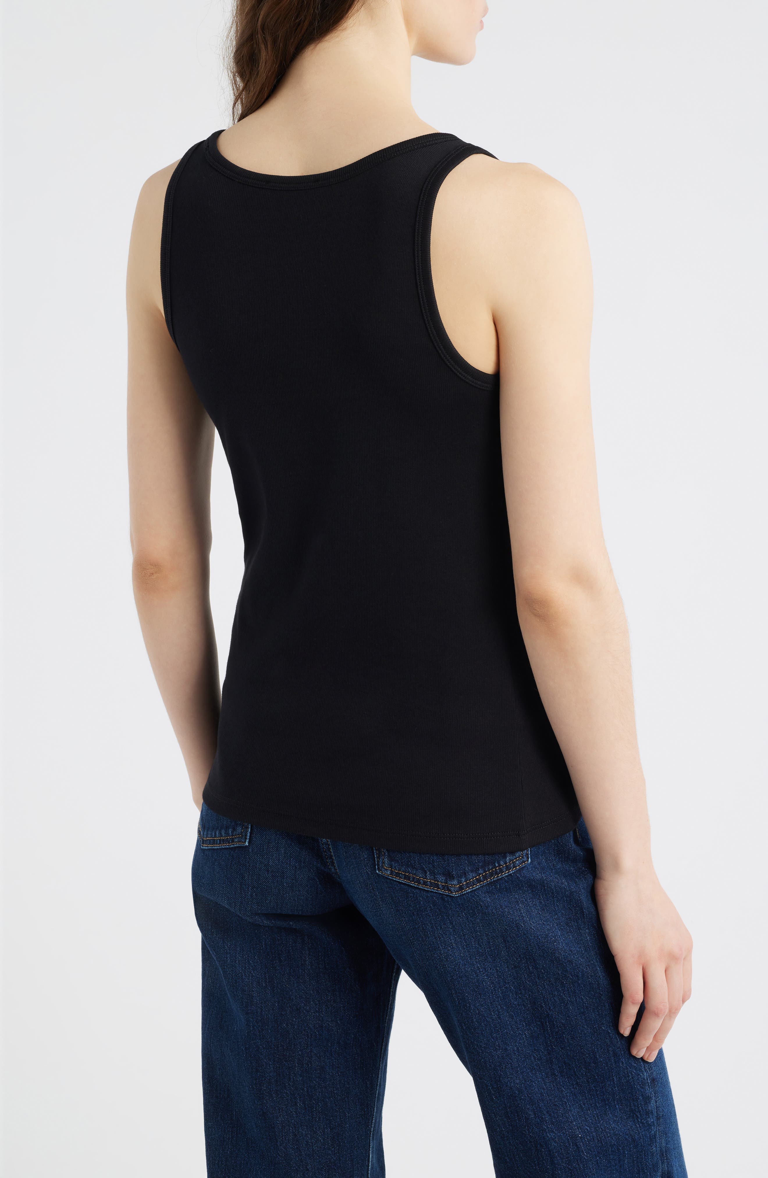 Eileen Fisher Slim Fit Scoop Neck Stretch Cotton Tank | Nordstrom