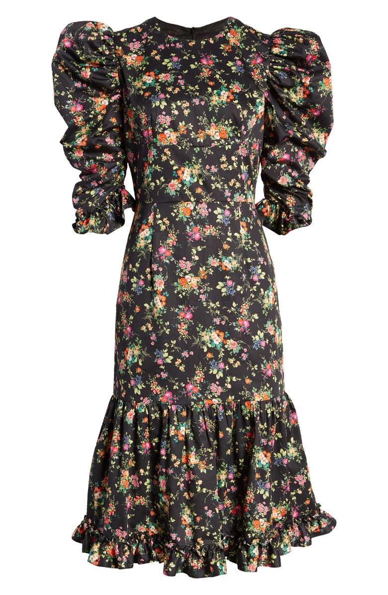 Black Halo Nadir Floral Cotton A-Line Dress | Nordstromrack