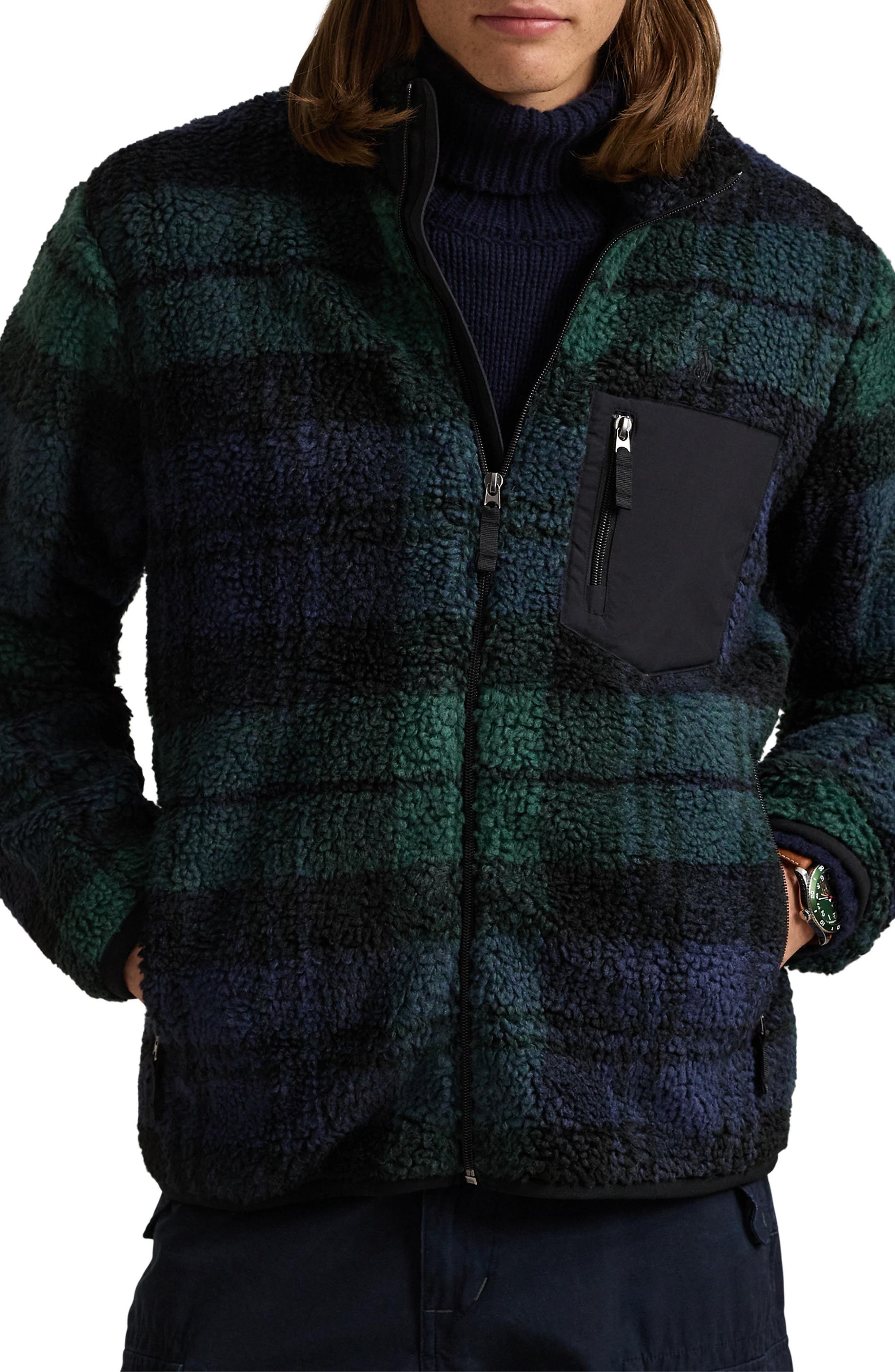 Polo Ralph Lauren Plaid High Pile Fleece Full Zip Jacket | Nordstromrack