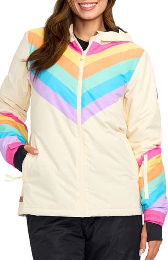 TIPSY ELVES Retro Rainbow Waterproof Ski Jacket | Nordstrom