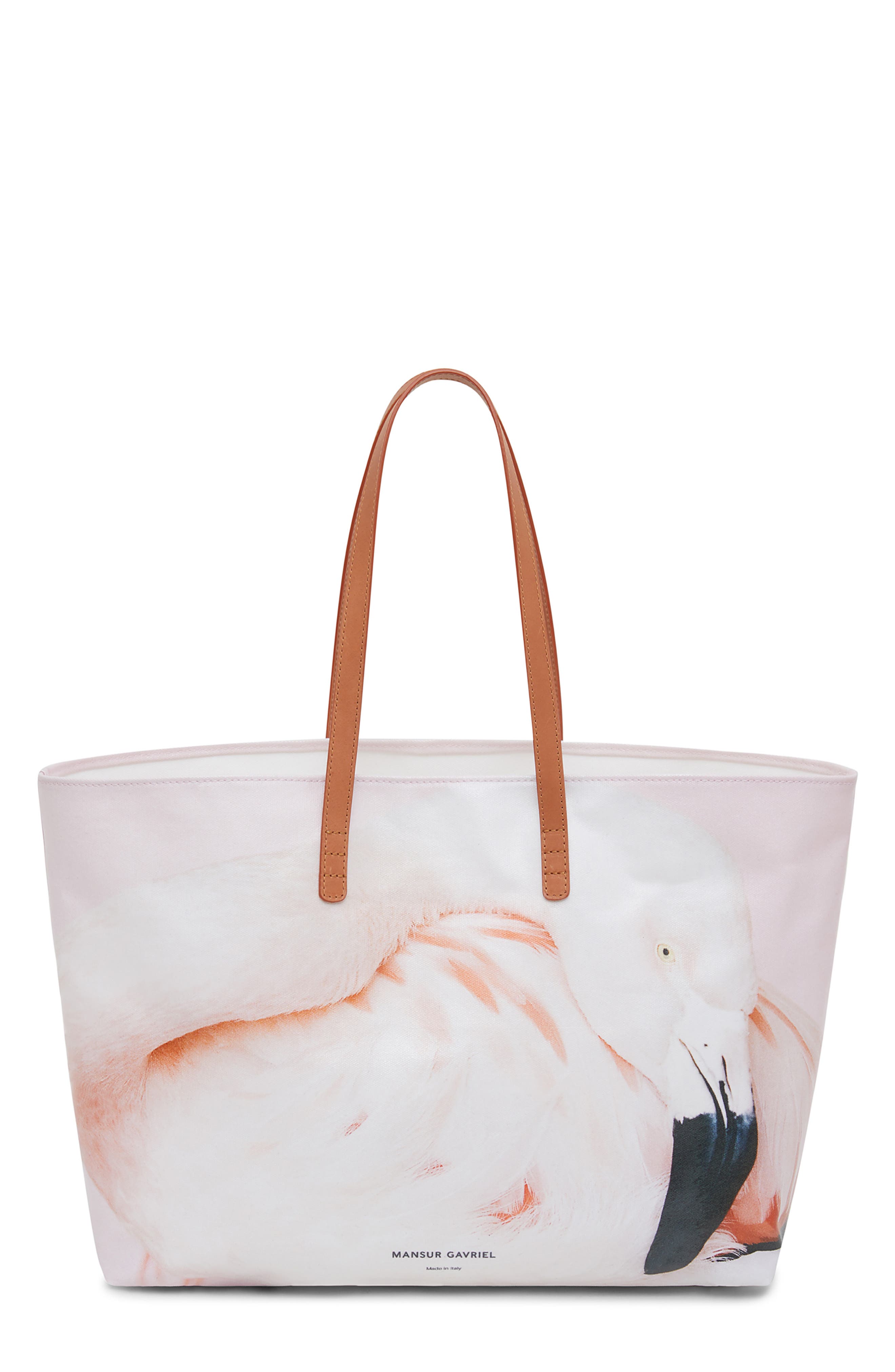 Mansur Gavriel Flamingo Photo Print Cotton Beach Tote | Nordstromrack