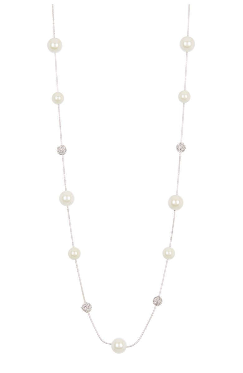 Lauren Synthetic Pearl & Pave CZ Ball Station Necklace | Nordstromrack