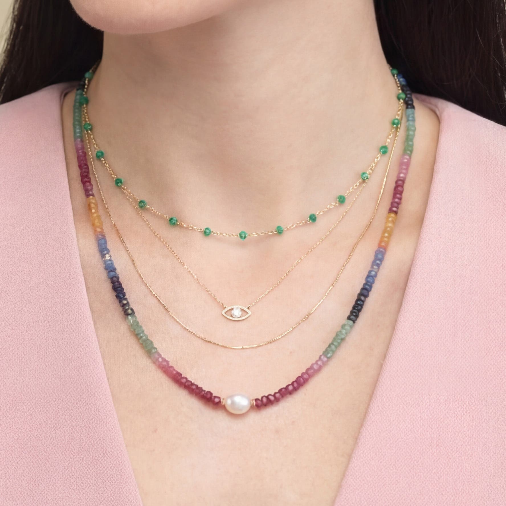 The Lovery Fine Jewelry Evil Eye Pearl Necklace | Nordstrom