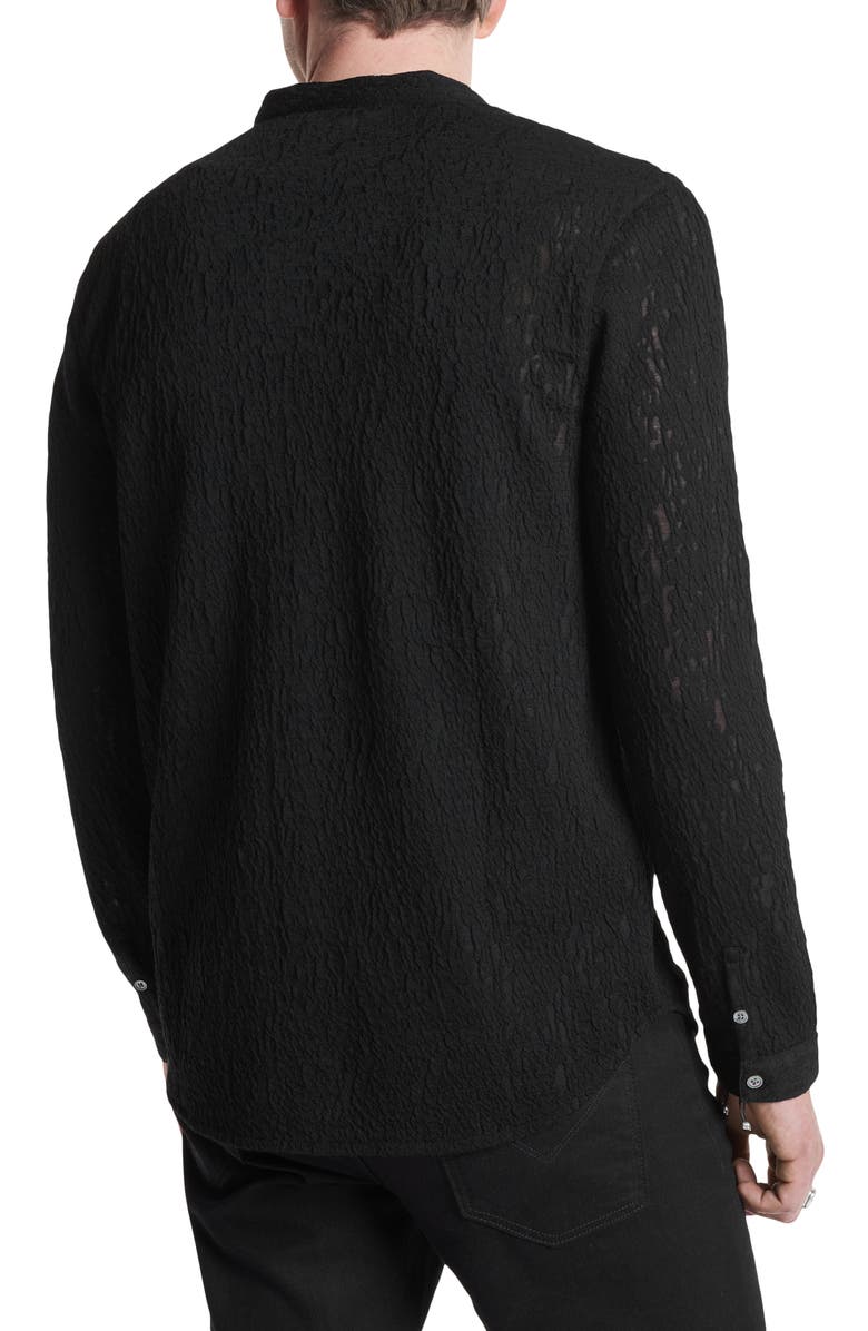 John Varvatos Glenn Lace Band Collar Wool Blend Button-Up Shirt | Nordstrom