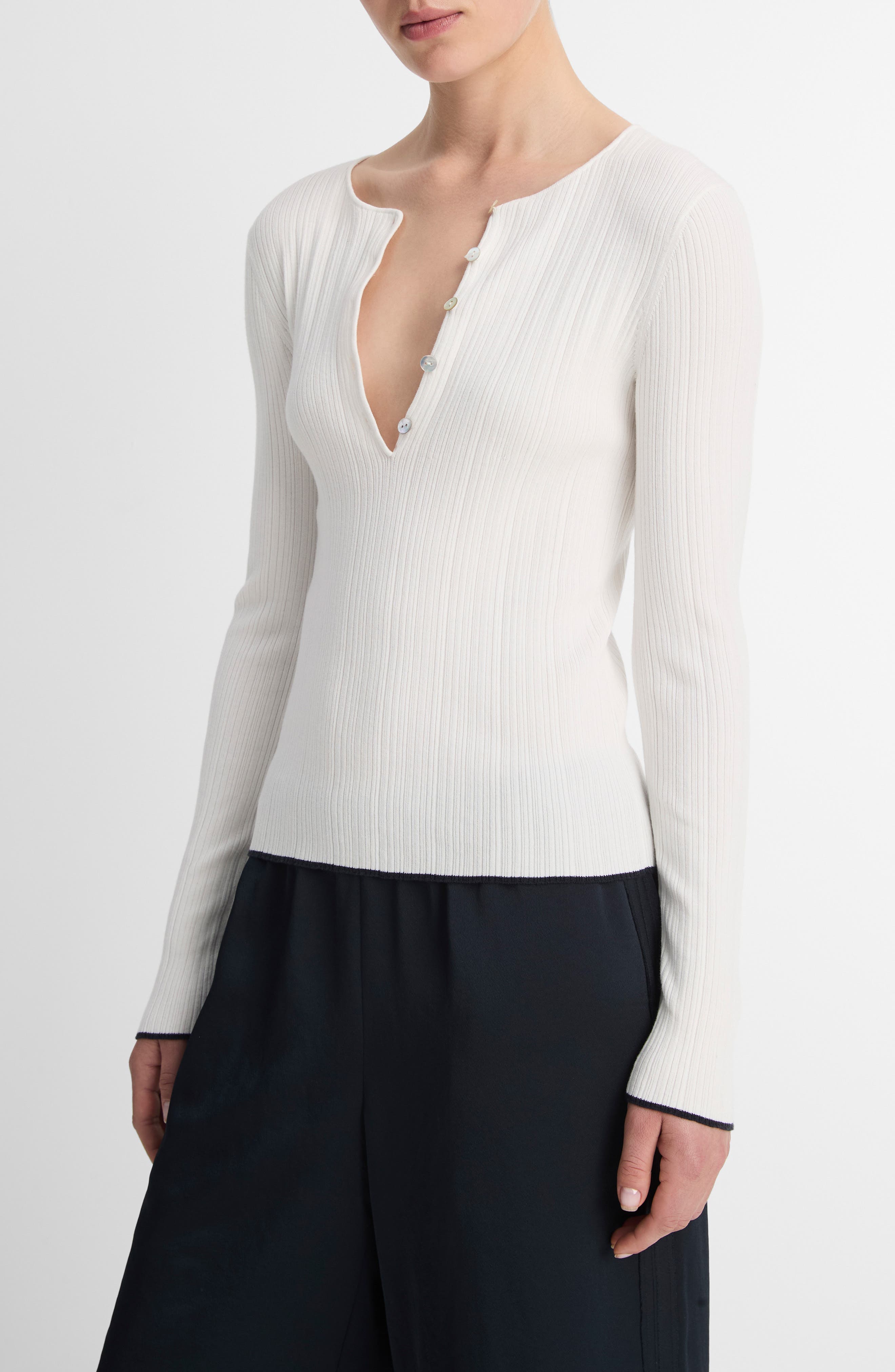 Vince Tipped Edge Rib Henley | Nordstromrack