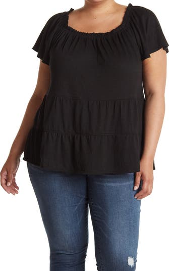 MAX STUDIO Short Sleeve Woven Top | Nordstromrack