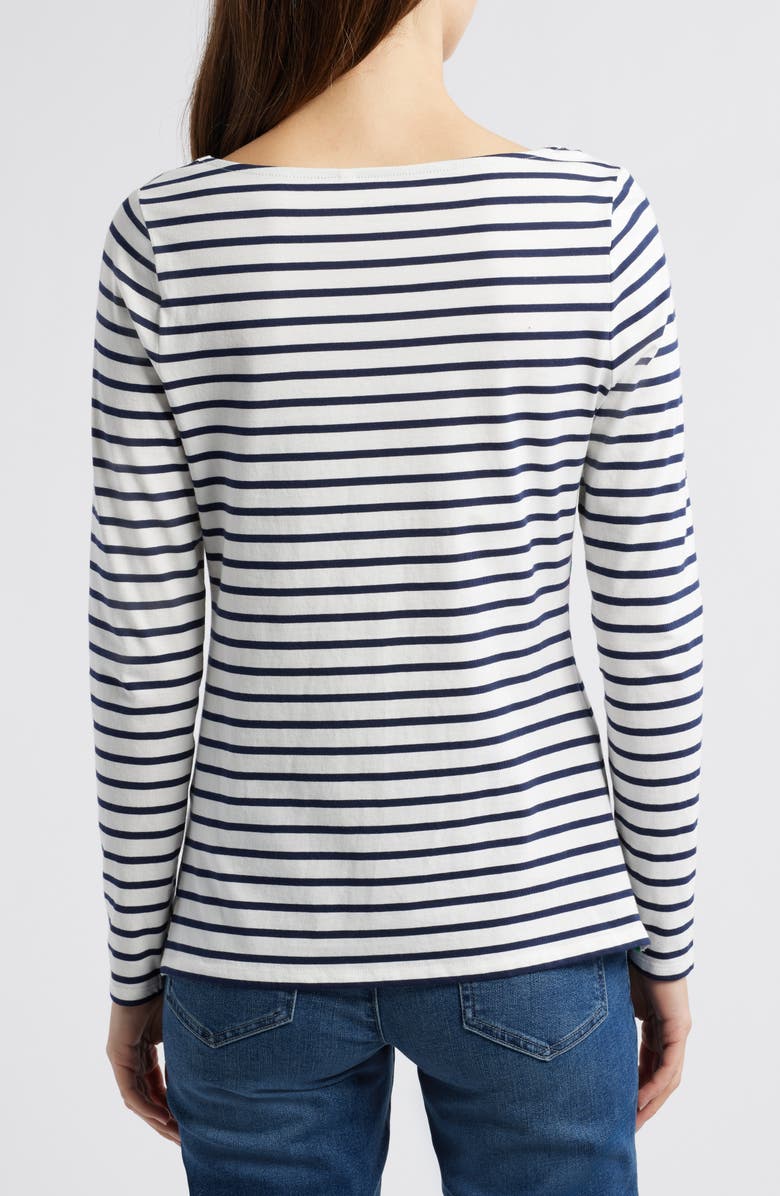 Boden Ella Breton Stripe Holiday Long Sleeve Cotton Graphic T-Shirt ...