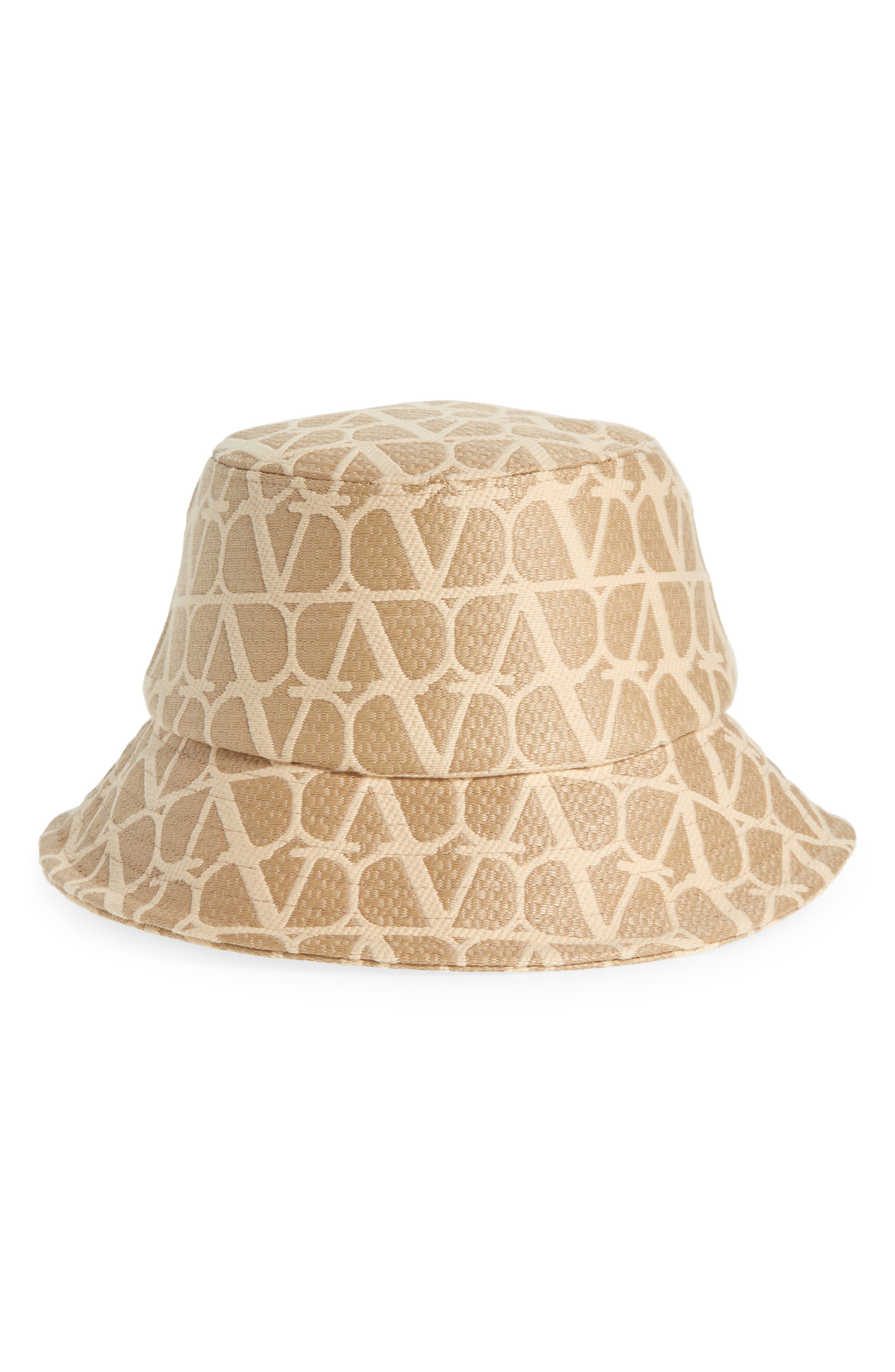 Valentino Garavani VLOGO Toile Iconographe Raffia Bucket Hat ...