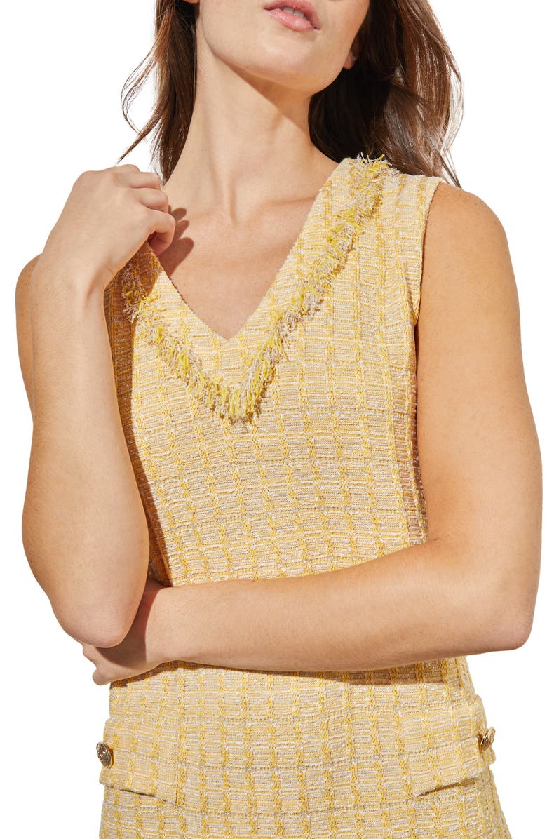 Ming Wang Tweed Fringe Trim Drop Waist Shift Dress | Nordstromrack