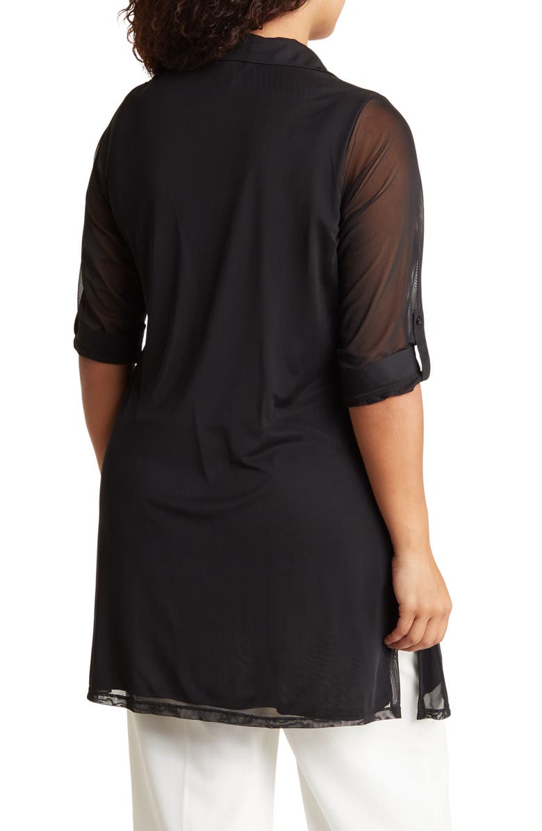 BY DESIGN Akira Mesh Button-Up Tunic Top | Nordstromrack