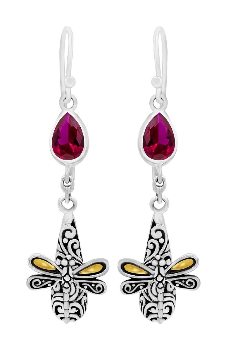 DEVATA Sterling Silver & 18K Yellow Gold Pink CZ Sweet Dragonfly ...
