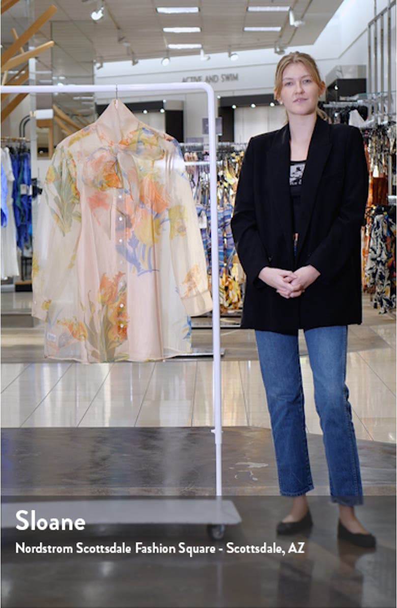 STAUD Maryn Floral Long Sleeve Organza Mini Shirtdress | Nordstromrack