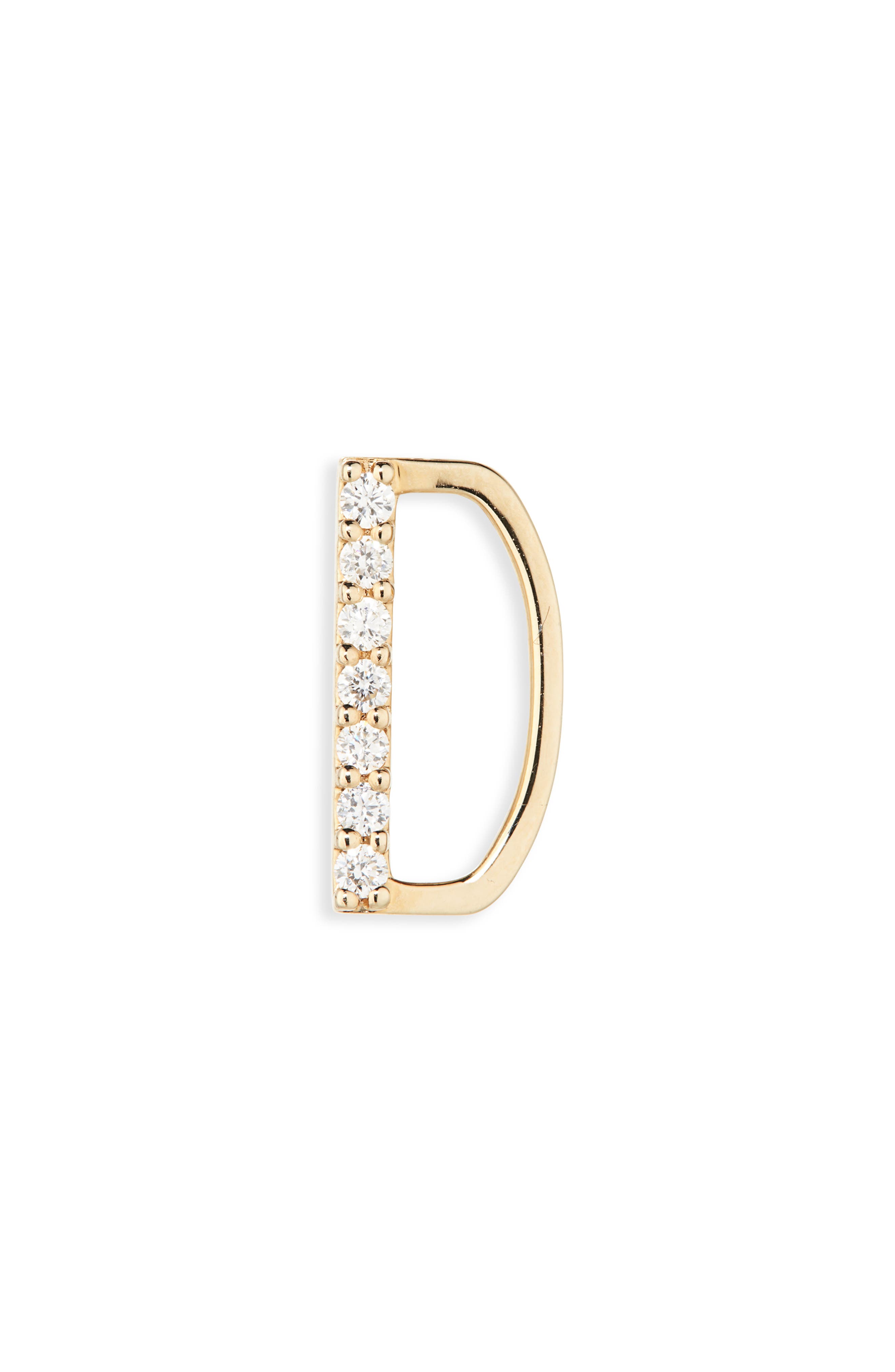 LANA 14K Yellow Gold Diamond Initial Single Stud Earring | Nordstromrack