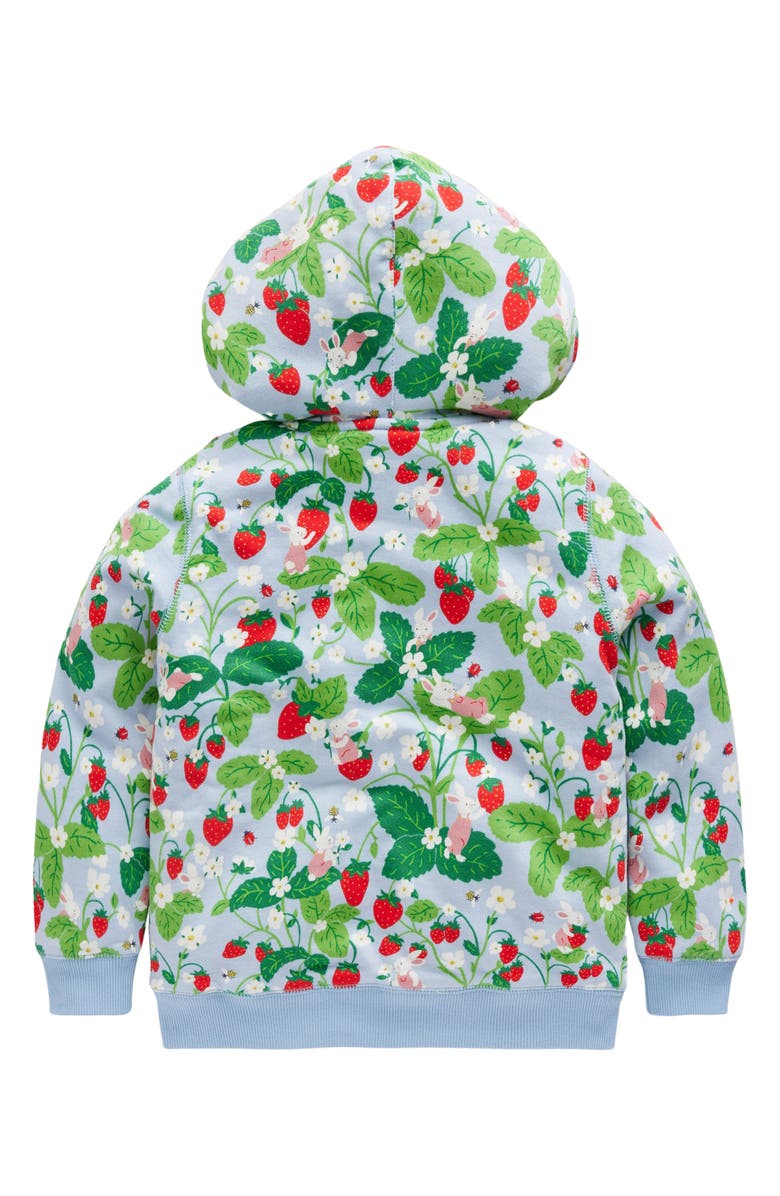 Mini Boden Kids' Strawberry Print Fleece Lined Cotton Zip-Up Hoodie ...