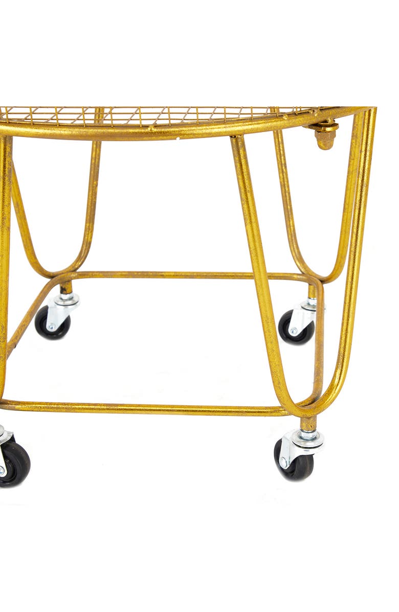 VIVIAN LUNE HOME Goldtone Metal Industrial Storage Cart with Wheels ...