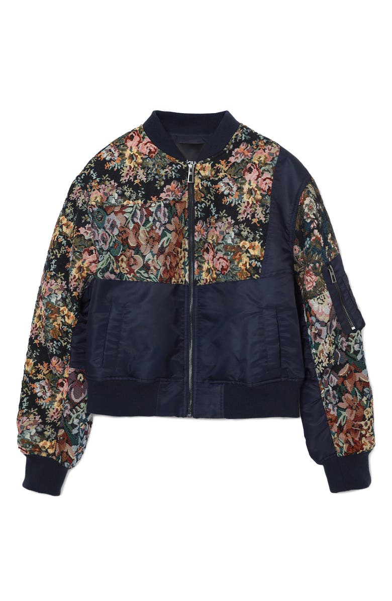 Desigual Rotterdam Jacquard Mixed Media Bomber Jacket | Nordstrom
