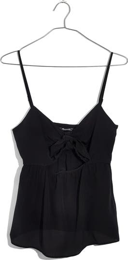 Madewell Tie Front Keyhole Silk Camisole | Nordstrom