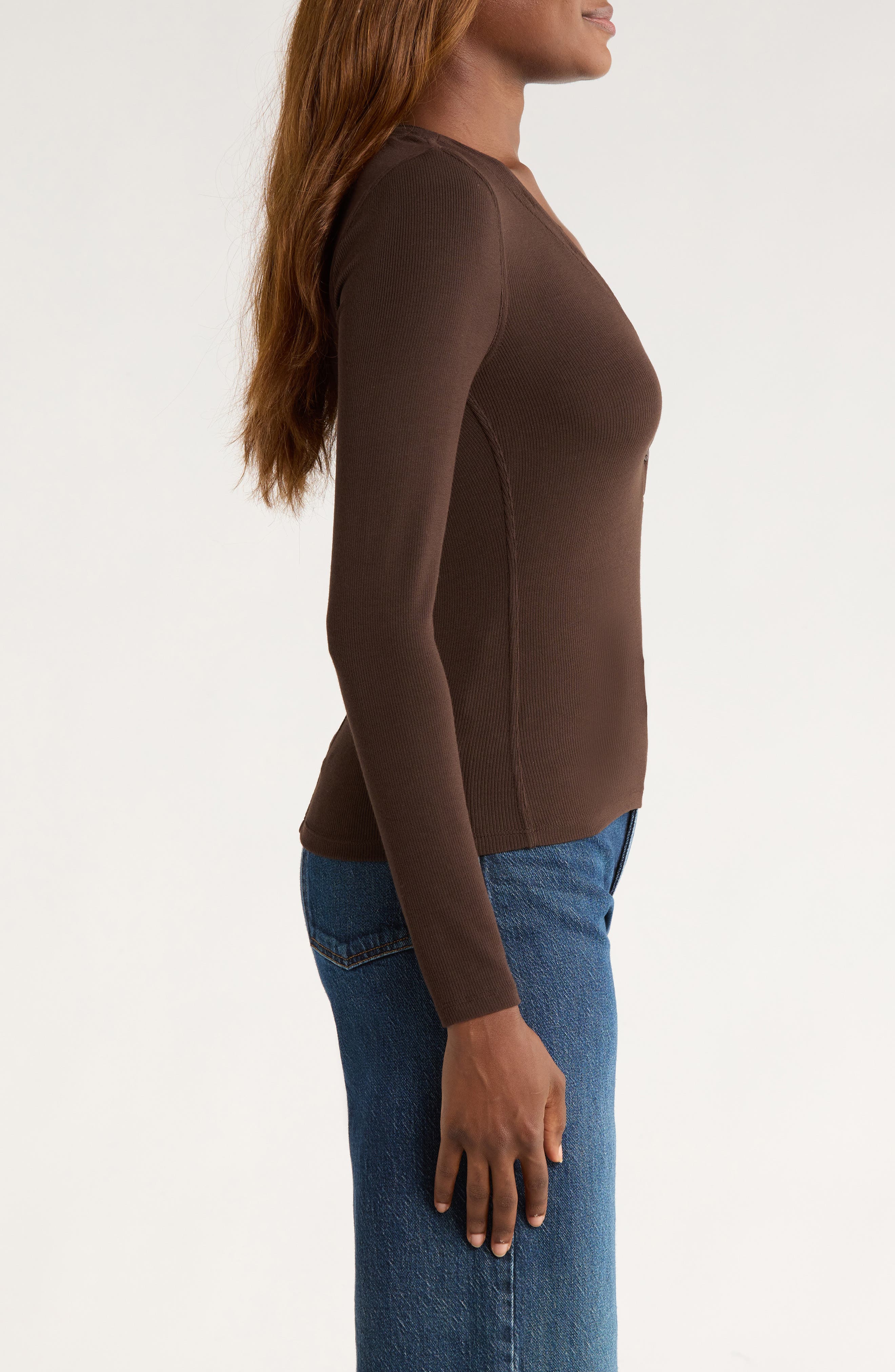 FRAME The Mesh Trim Rib Henley | Nordstromrack