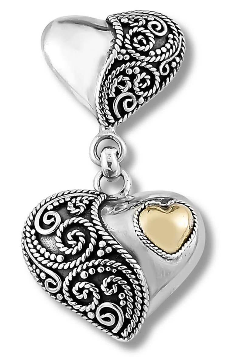 SAMUEL B. 18K Gold & Sterling Silver Double Heart Pendant | Nordstromrack