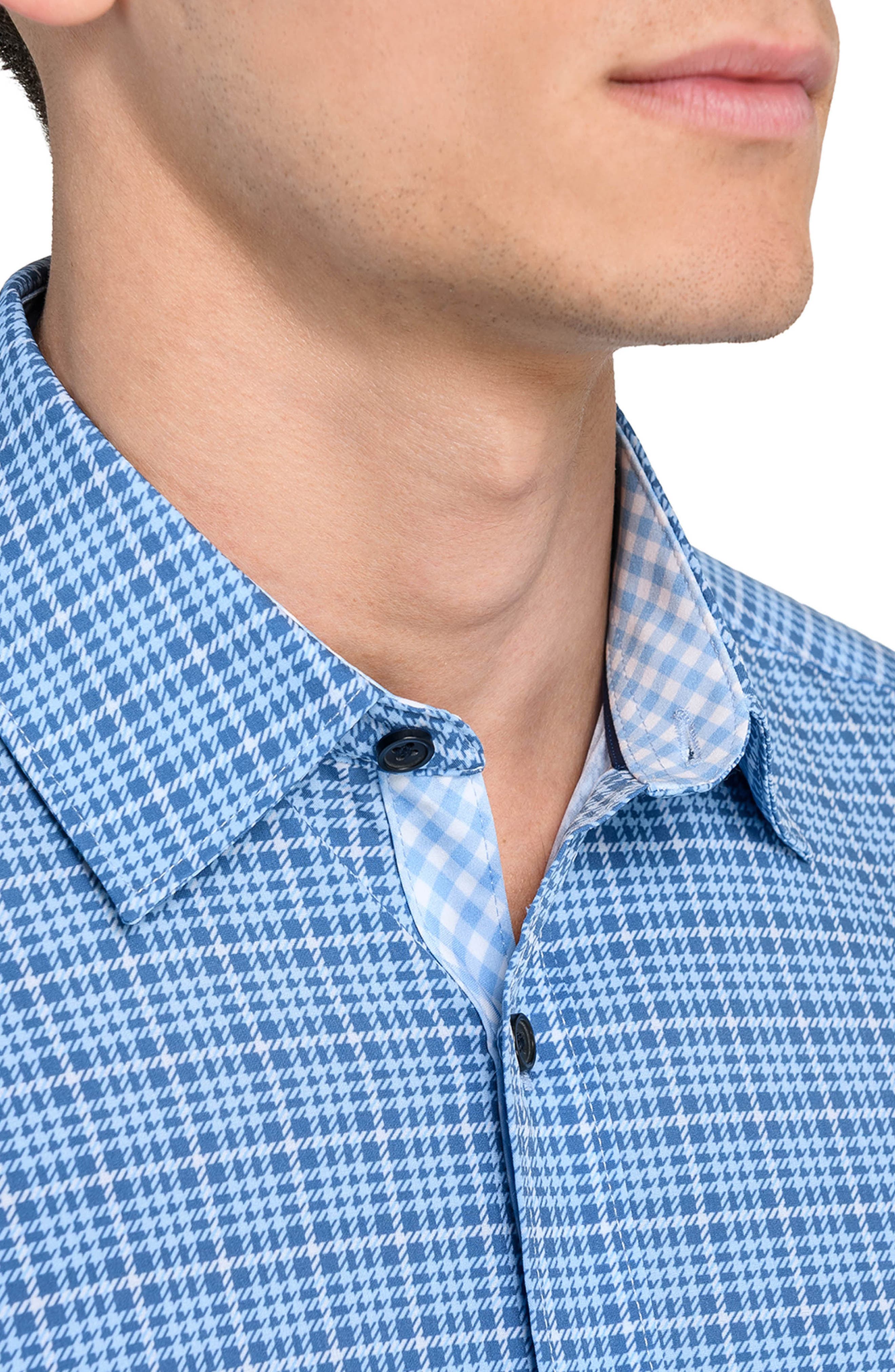 CONSTRUCT Houndstooth Plaid Stretch Button-Up Shirt | Nordstromrack