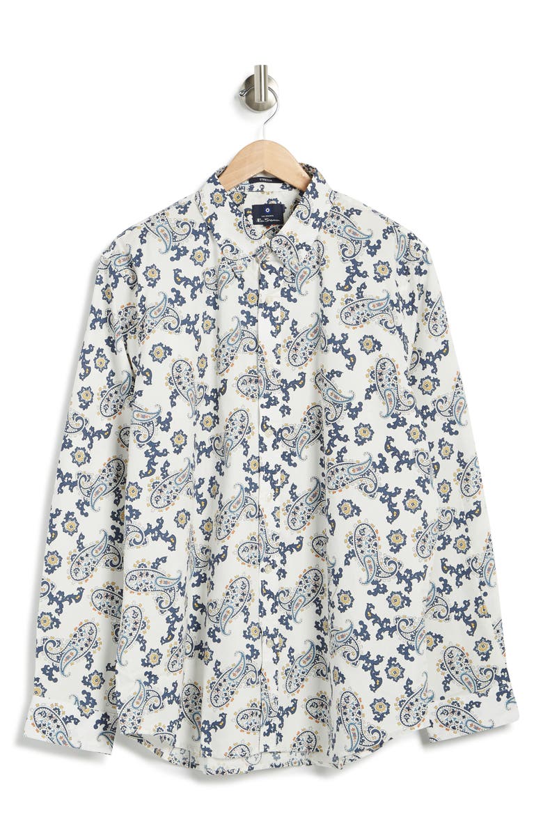 Ben Sherman Large Paisley Long Sleeve Cotton Blend Button-Up Shirt ...