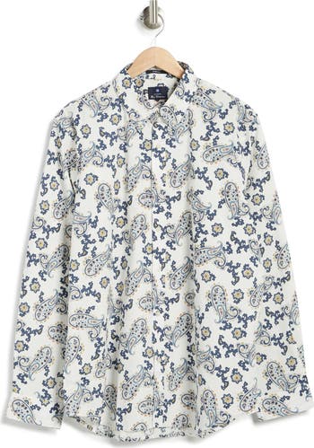Ben Sherman Large Paisley Long Sleeve Cotton Blend Button-Up Shirt ...